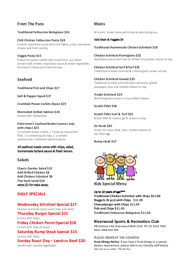 Riverwood Sports Bistro - a wonderful place to dine.